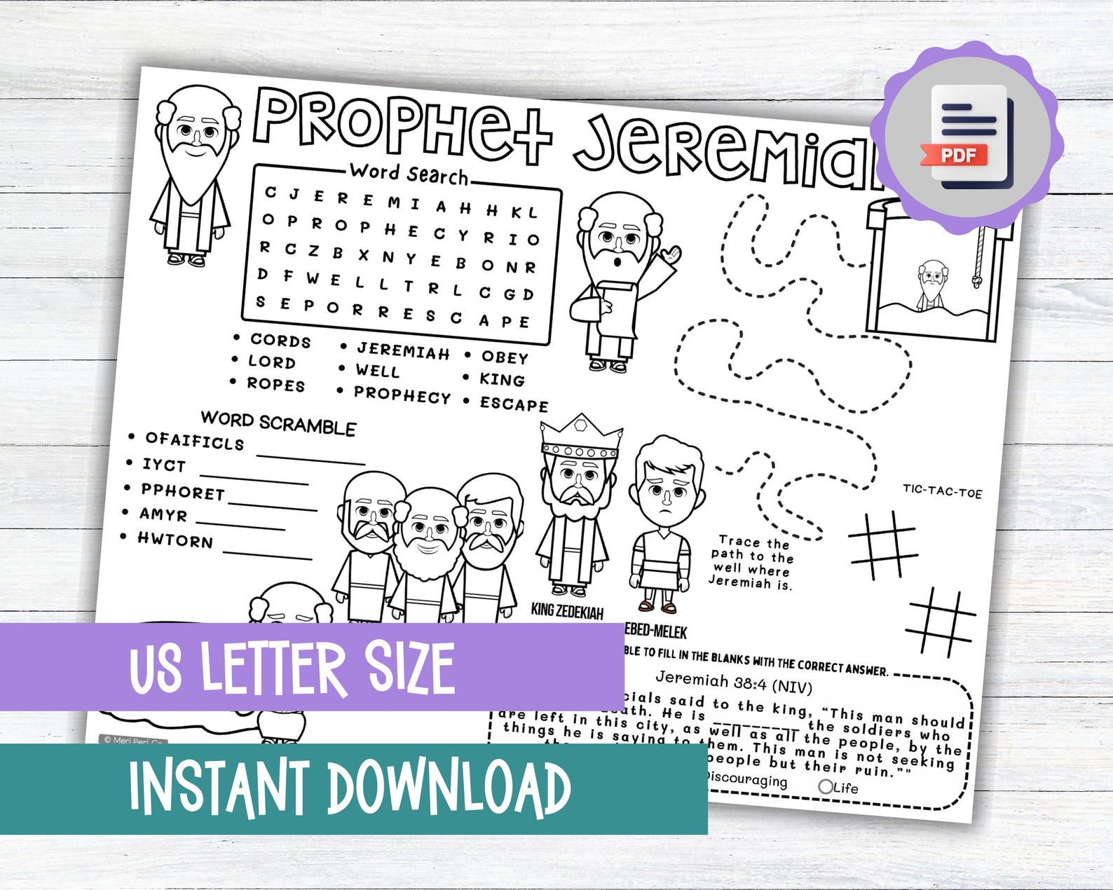 Prophet Jeremiah Activity Placemat, Jeremiah Thrown Bible Story ...