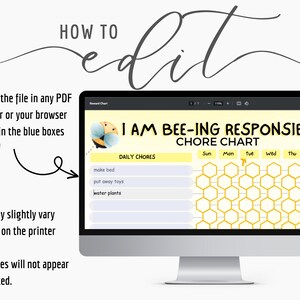 Bee Themed Chore Chart for Kids - Etsy