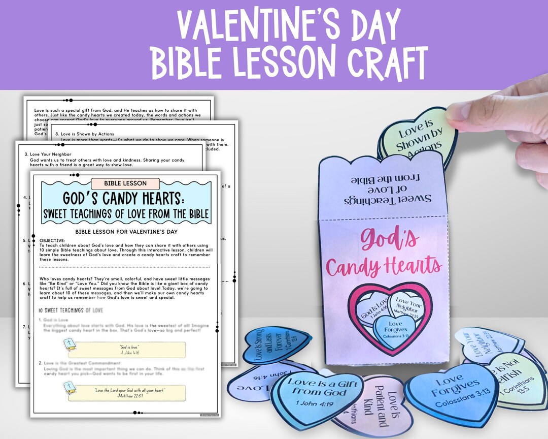 Valentine's Day Bible Lesson Craft, God's Candy Hearts Craft, Bible ...