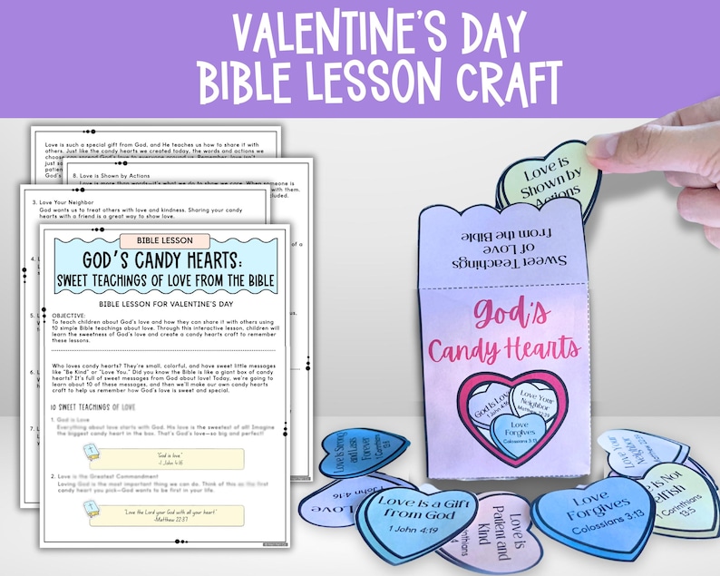 Valentine's Day Bible Lesson Craft, God's Candy Hearts Craft, Bible ...