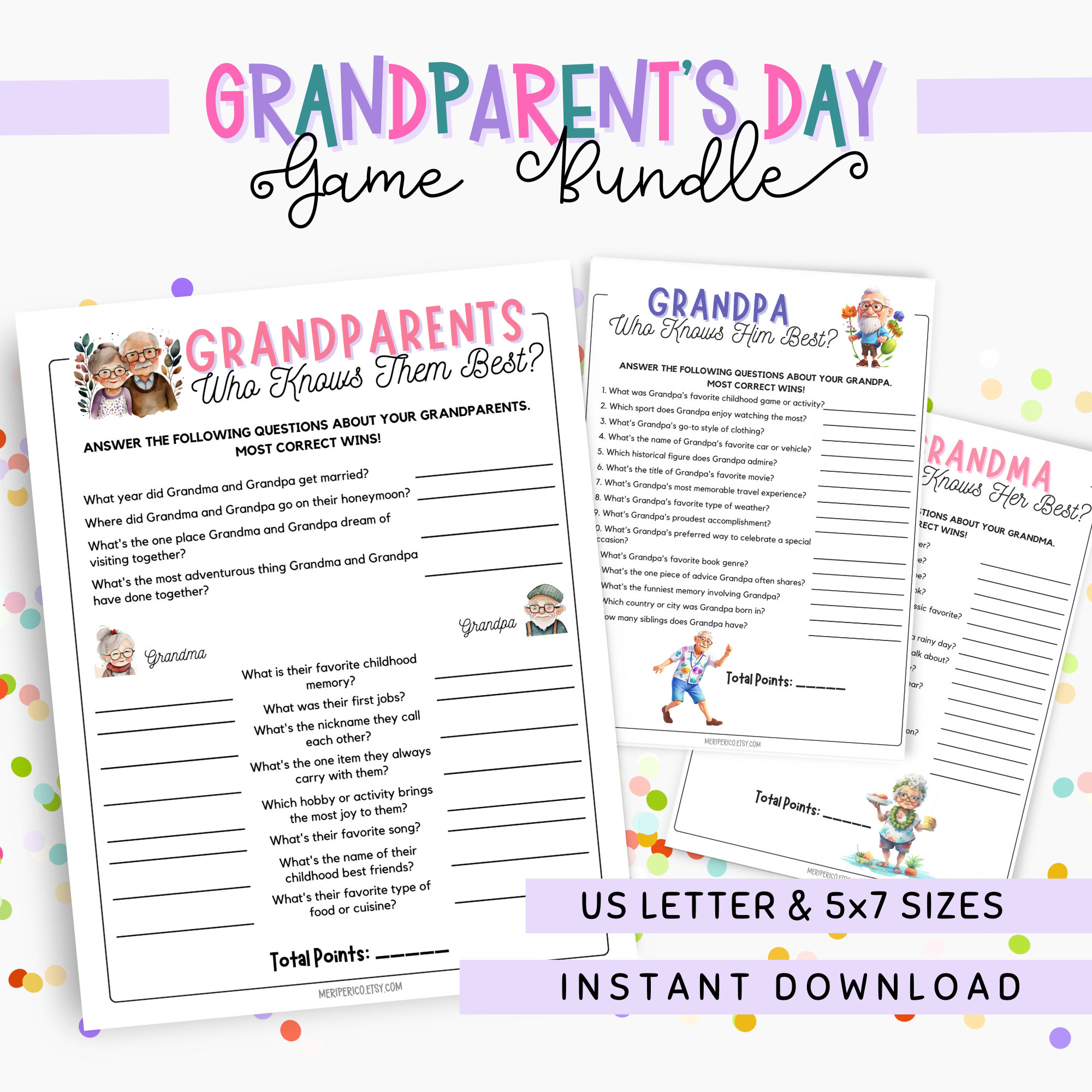 Who Knows the Grandparents Best? Printable Game - Grandparent's Day ...