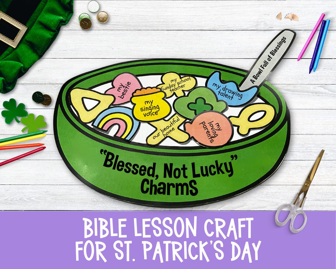 St. Patrick's Day Bible Lesson Craft, Blessed Not Lucky Charms Craft ...