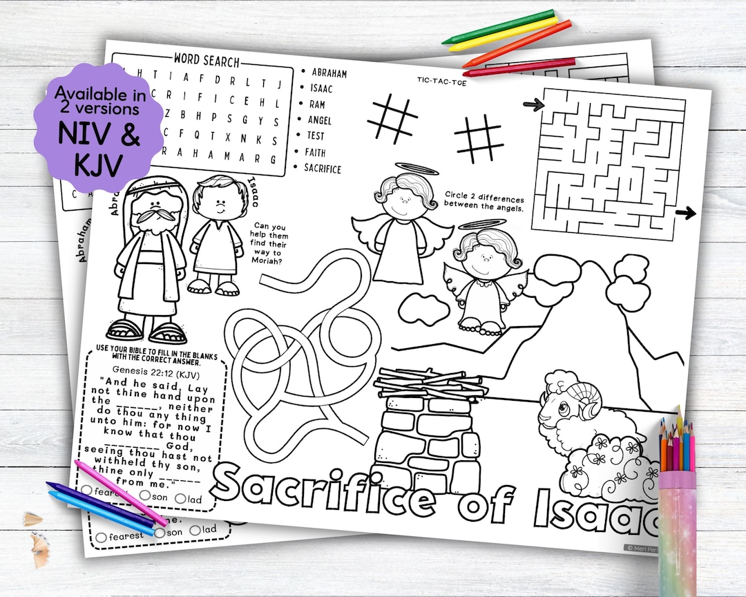 Sacrifice of Isaac Bible Activity Placemat, Abraham Tested Bible Story ...