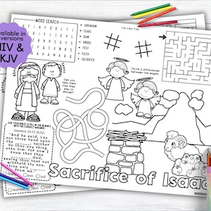Sacrifice of Isaac Bible Activity Placemat, Abraham Tested Bible Story ...