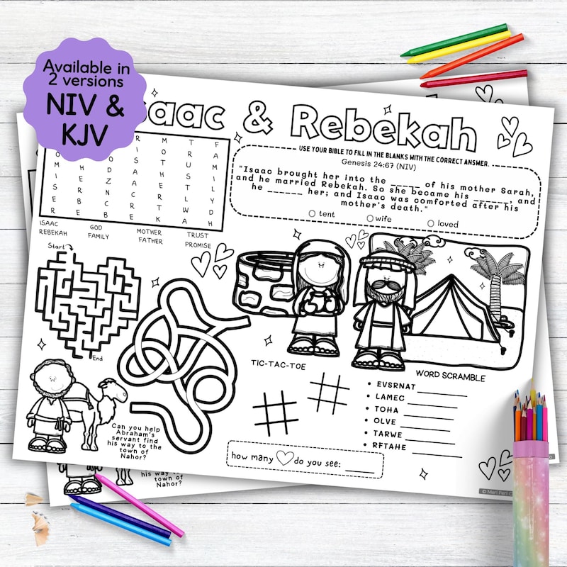 Isaac Rebekah Coloring Page - Etsy Australia