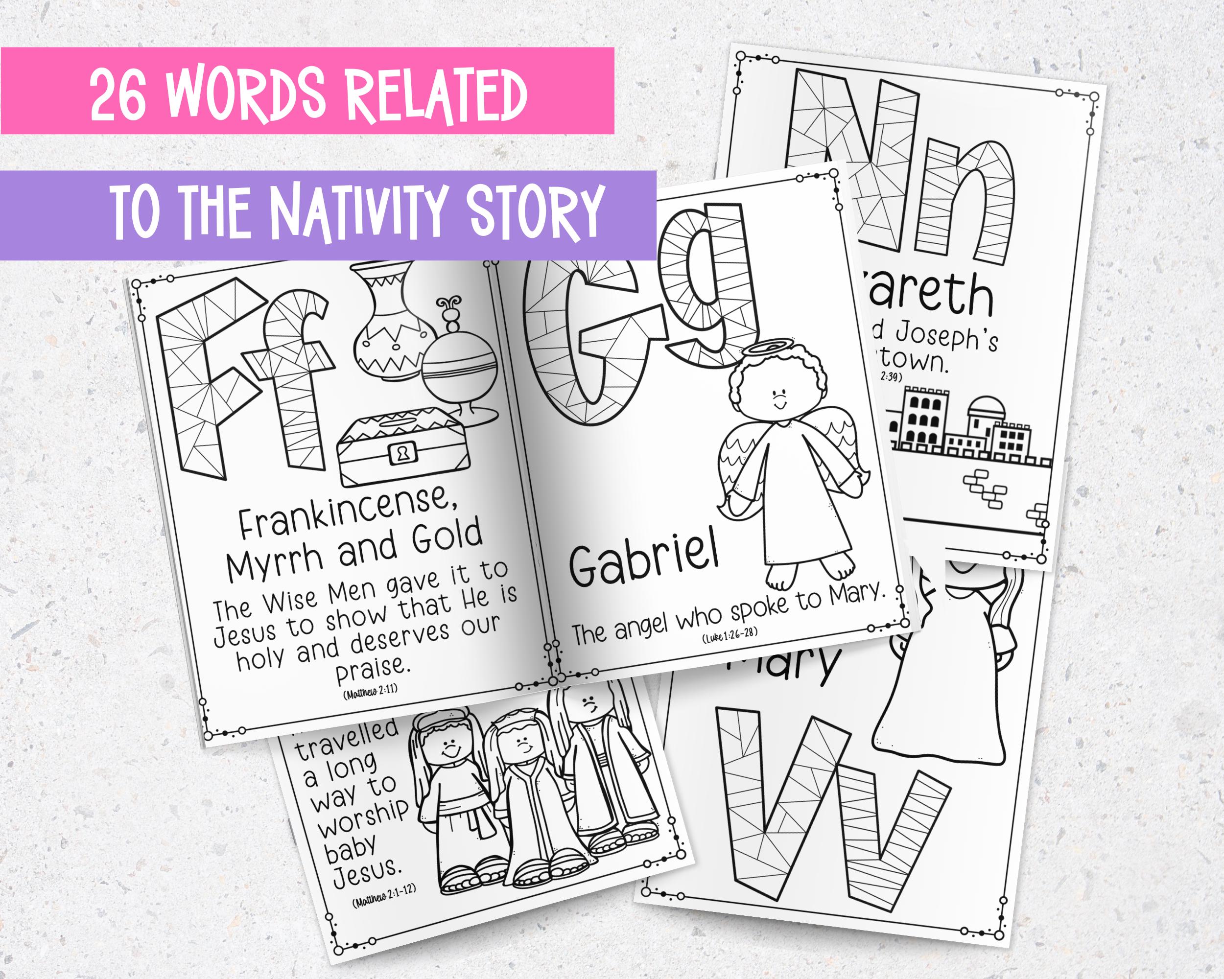 Nativity Bible ABC Coloring Pages for Christian Homeschool Families and ...