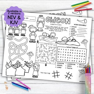 Gideon Activity Placemat, Bible Story Coloring Placemat as Kids ...