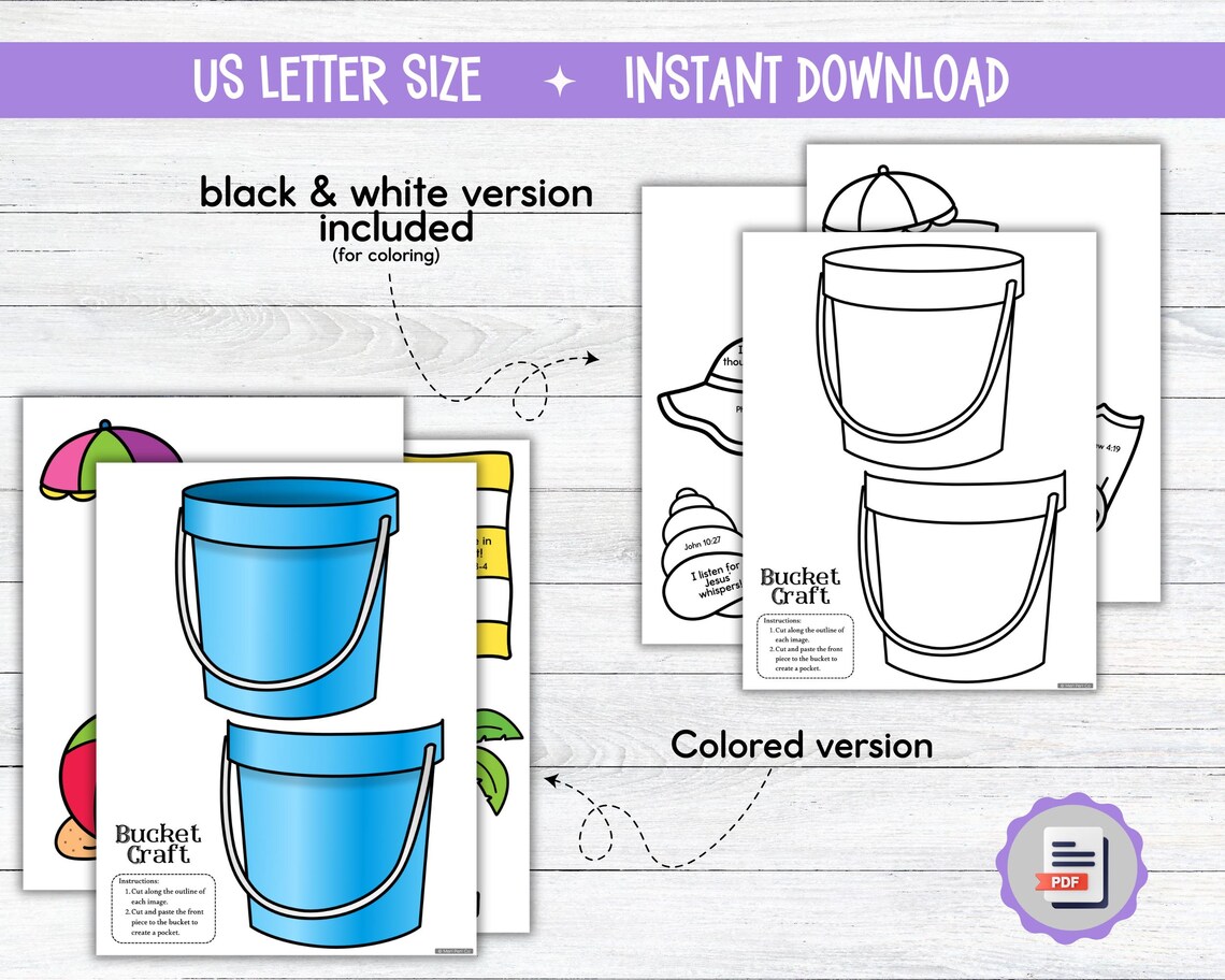 Beach-themed Bible Lesson Craft for Summer, Build a Bucket Activity for ...