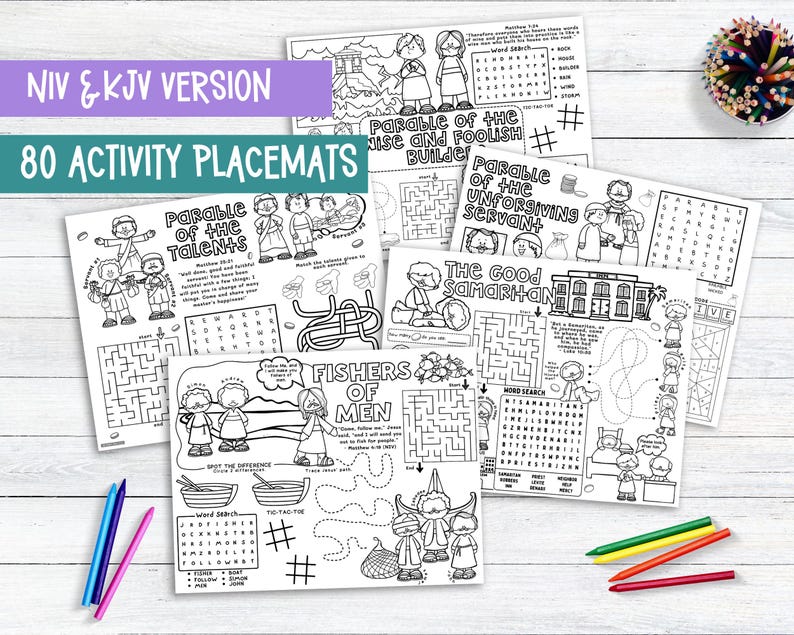 NEW TESTAMENT Bundle Activity Placemat, Life of Jesus Coloring Placemat ...