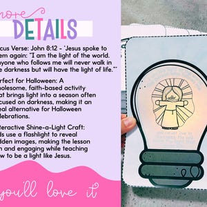 Bible Lesson Craft for Halloween, Shine-a-light Like Jesus Craft ...