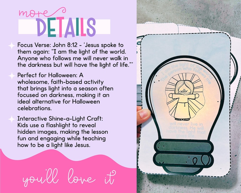 Bible Lesson Craft for Halloween, Shine-a-light Like Jesus Craft ...