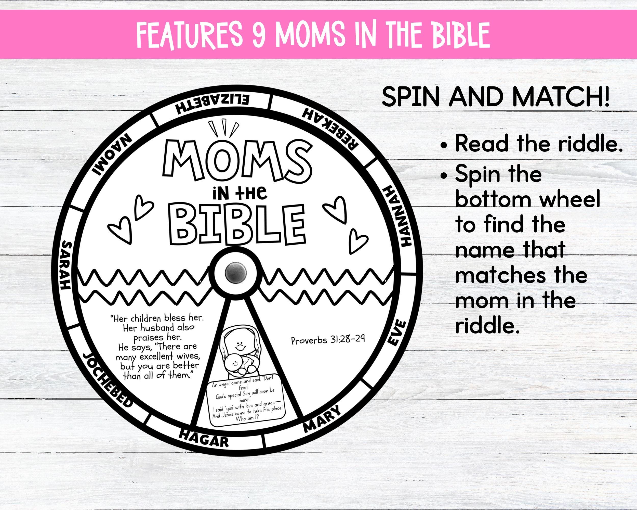 Mother's Day Bible Craft, Spin to Guess the Bible Mom, Printable Craft ...