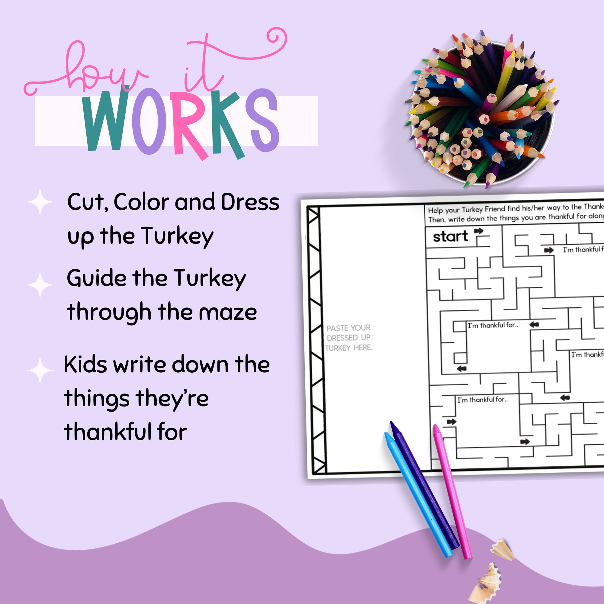 Turkey Dress up Activity Kit for Kids, Thanksgiving Craft and Coloring ...