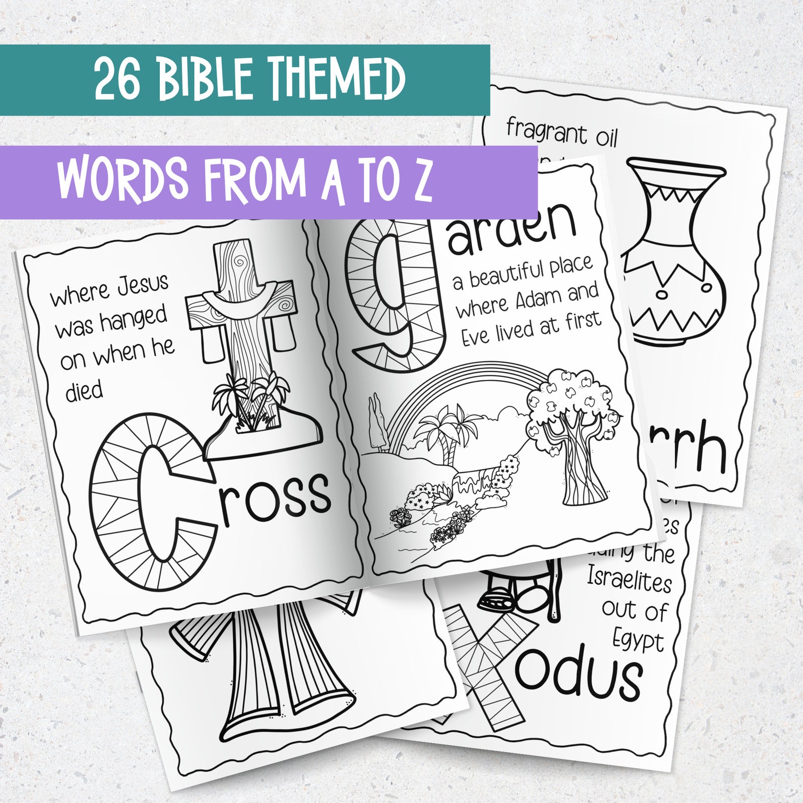 Bible ABC Coloring Pages for Christian Homeschool Families and Sunday ...