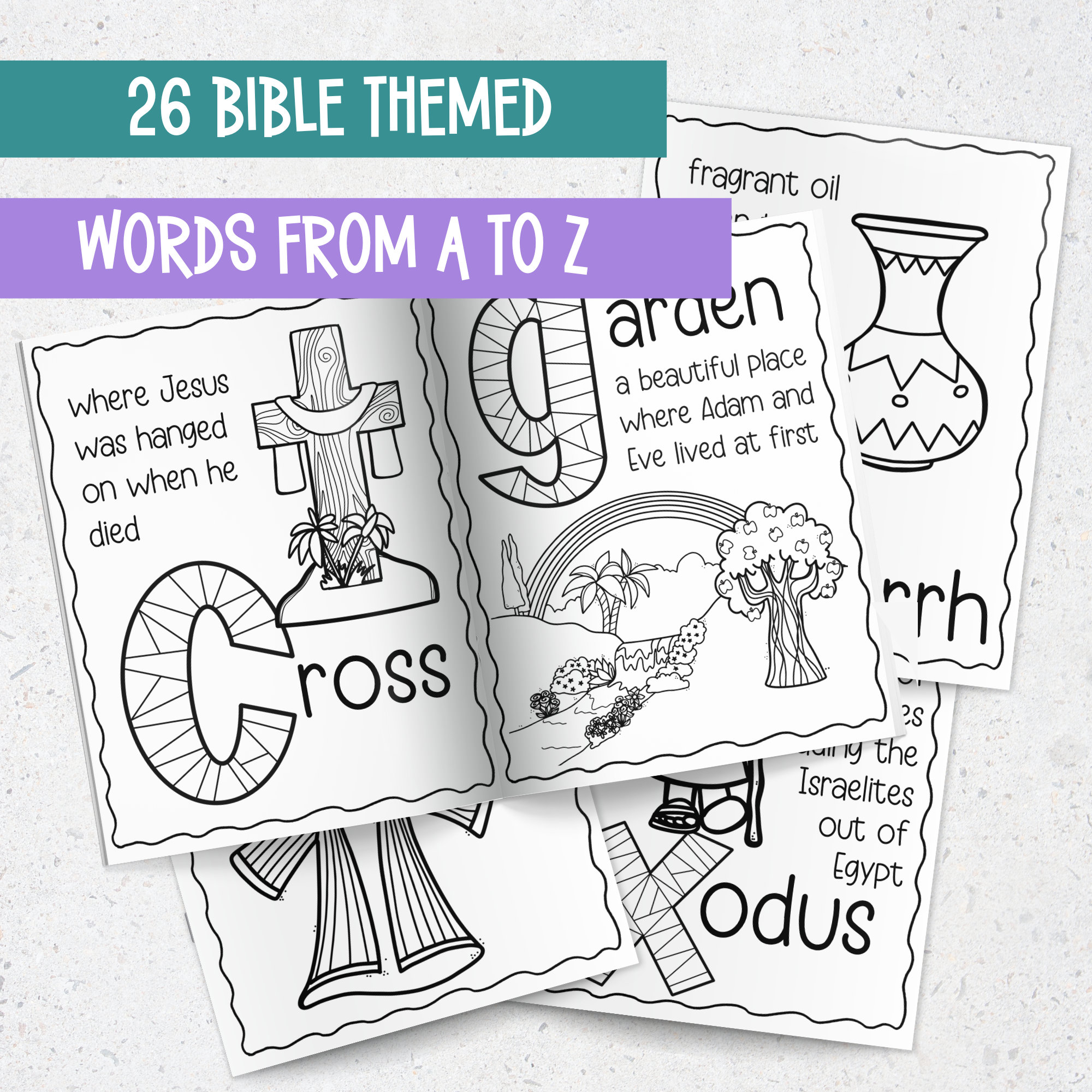 Bible ABC Coloring Pages for Christian Homeschool Families and Sunday ...