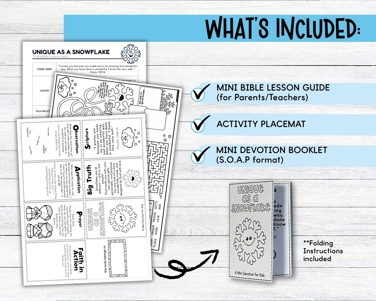 Snowflake Themed Bible Activity Set for Winter, Sunday School and ...