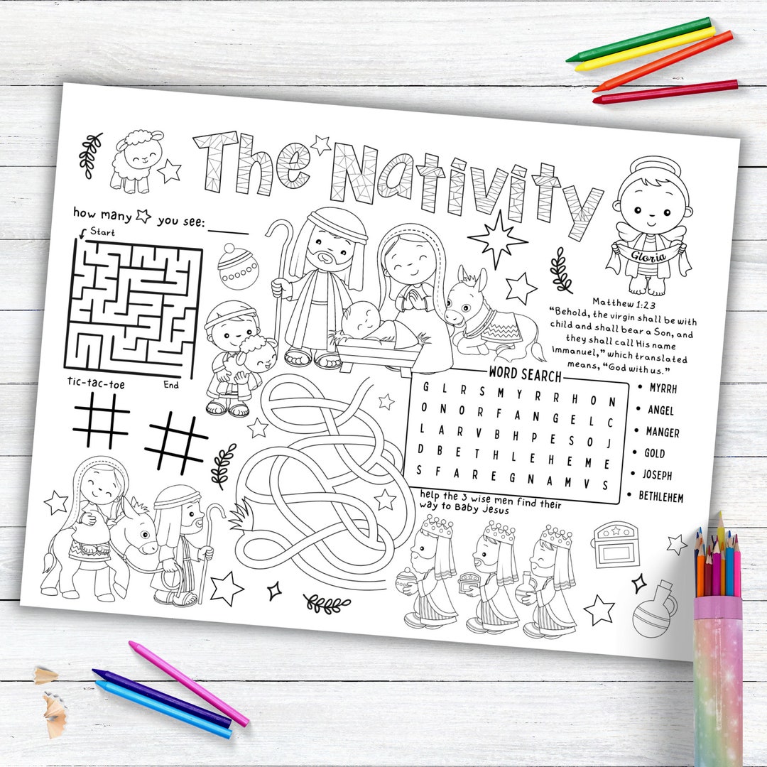 The Nativity Activity Placemat, Christmas Story Bible Story Kids ...