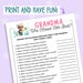 Who Knows Grandma Best? Printable Game - Grandparent's Day Game ...
