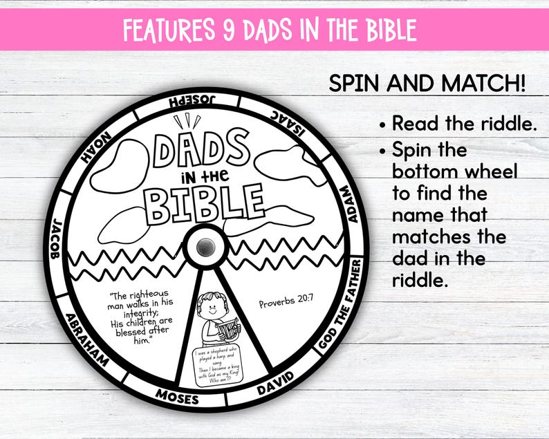 Father's Day Bible Craft, Spin to Guess the Bible Dad, Printable Craft ...