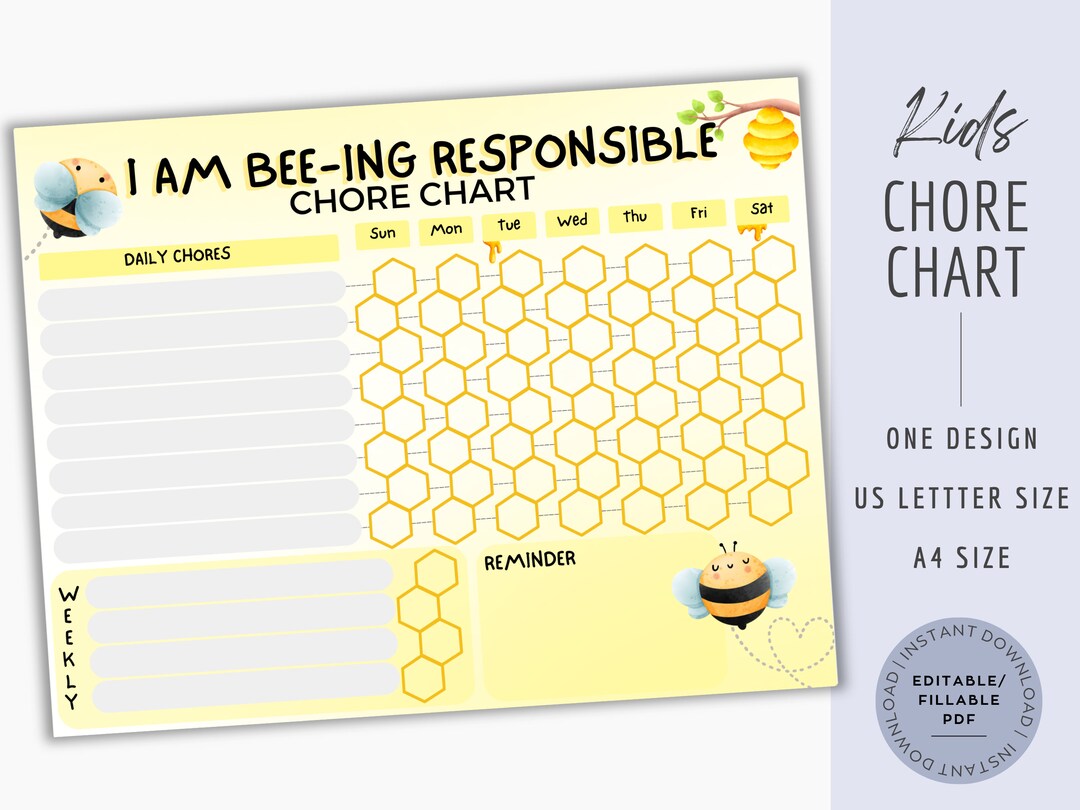 Bee Themed Chore Chart for Kids - Etsy