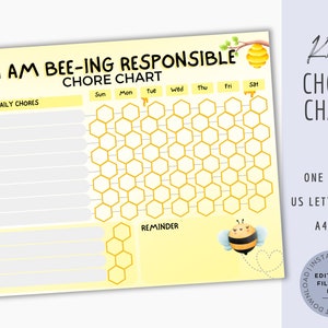 Bee Themed Chore Chart for Kids - Etsy