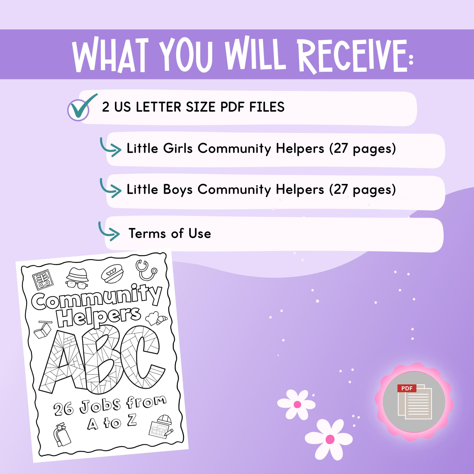 Community Helpers ABC Coloring Pages for Preschool, Toddlers and ...