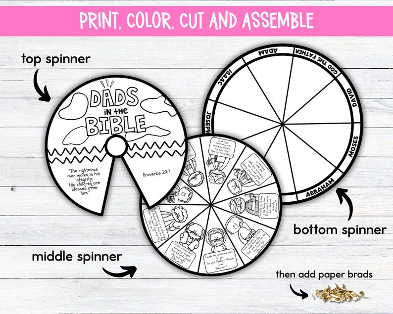 Father's Day Bible Craft, Spin to Guess the Bible Dad, Printable Craft ...
