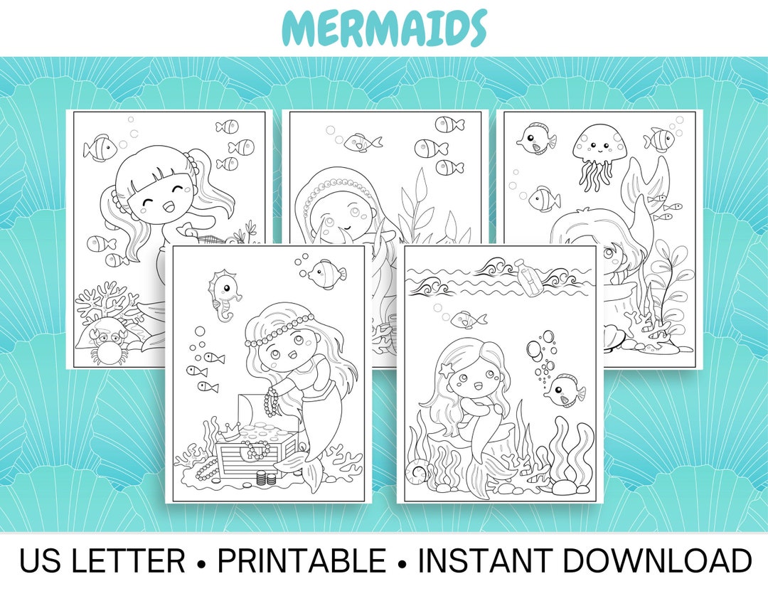 Mermaid Coloring Book Pages - Printable Mermaid Coloring Pages for Kids ...