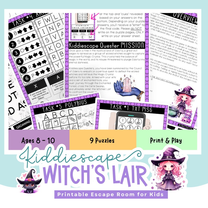 Witch's Lair Printable Escape Room for Kids | Fun and Educational ...