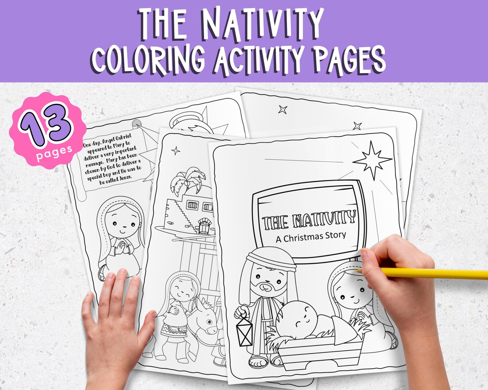 Christmas Nativity Coloring and Activity Pages for Kids, PDF, Instant ...