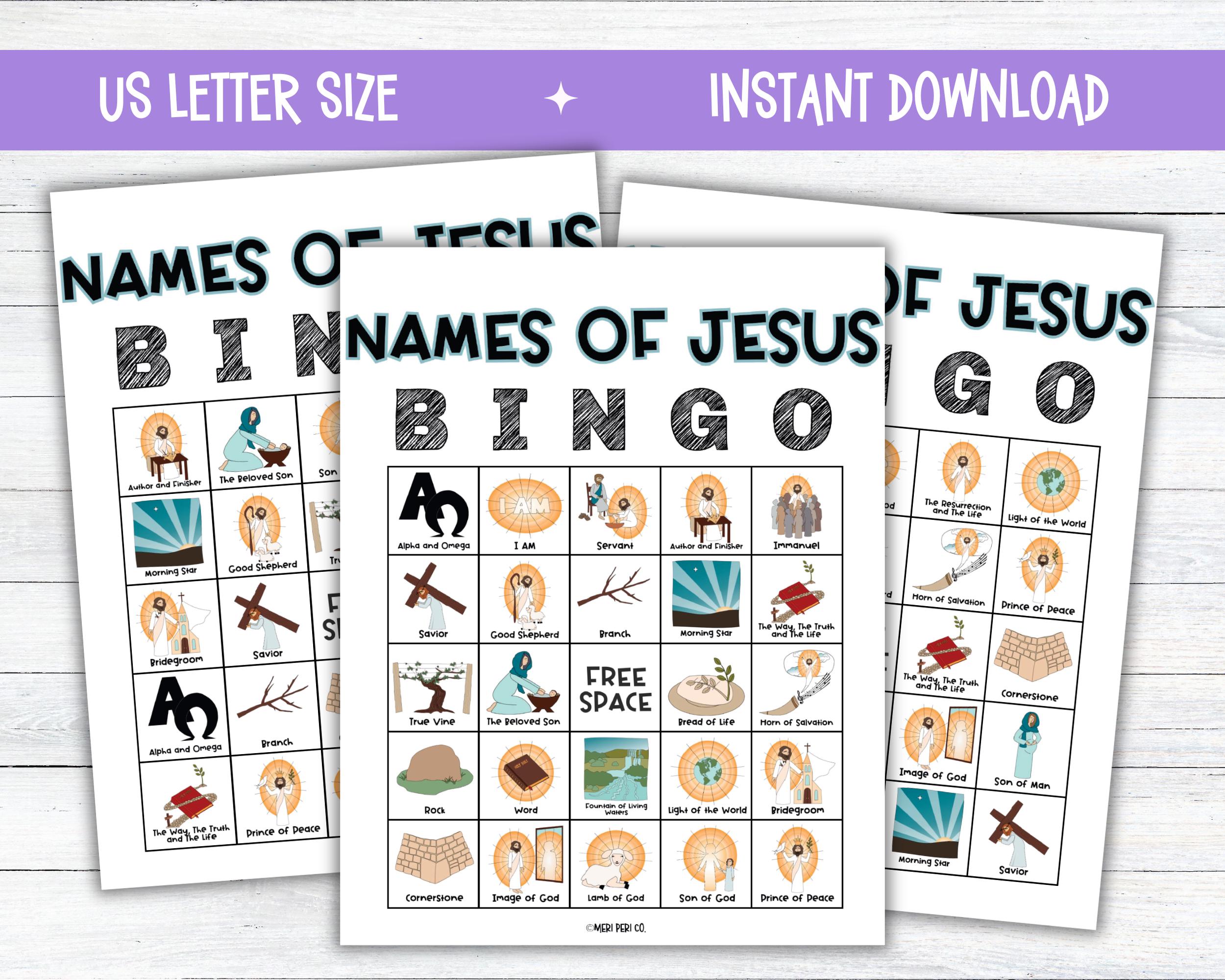 Names of Jesus Bingo Game | Christian Games for Church, Sunday School ...