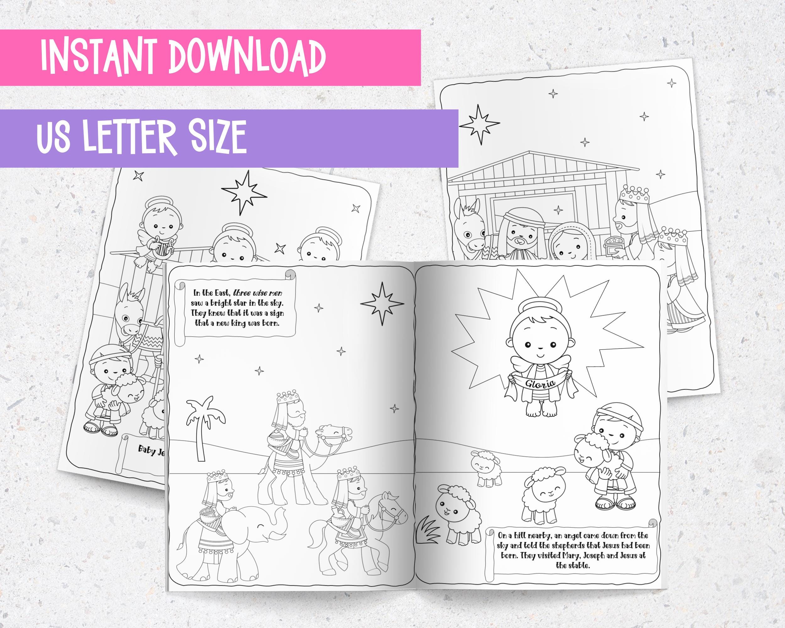 Christmas Nativity Coloring and Activity Pages for Kids, PDF, Instant ...
