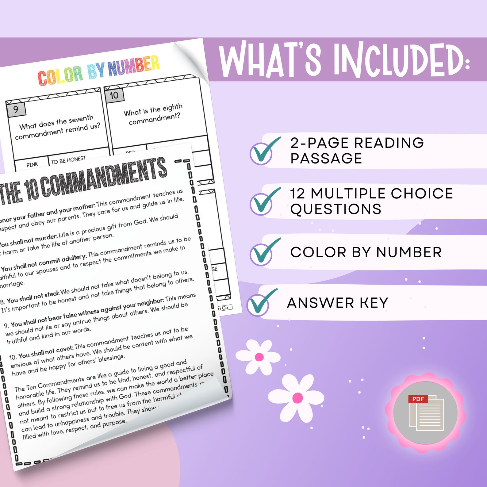 The Ten Commandments Color by Number Activity | Fun Kids' Educational ...