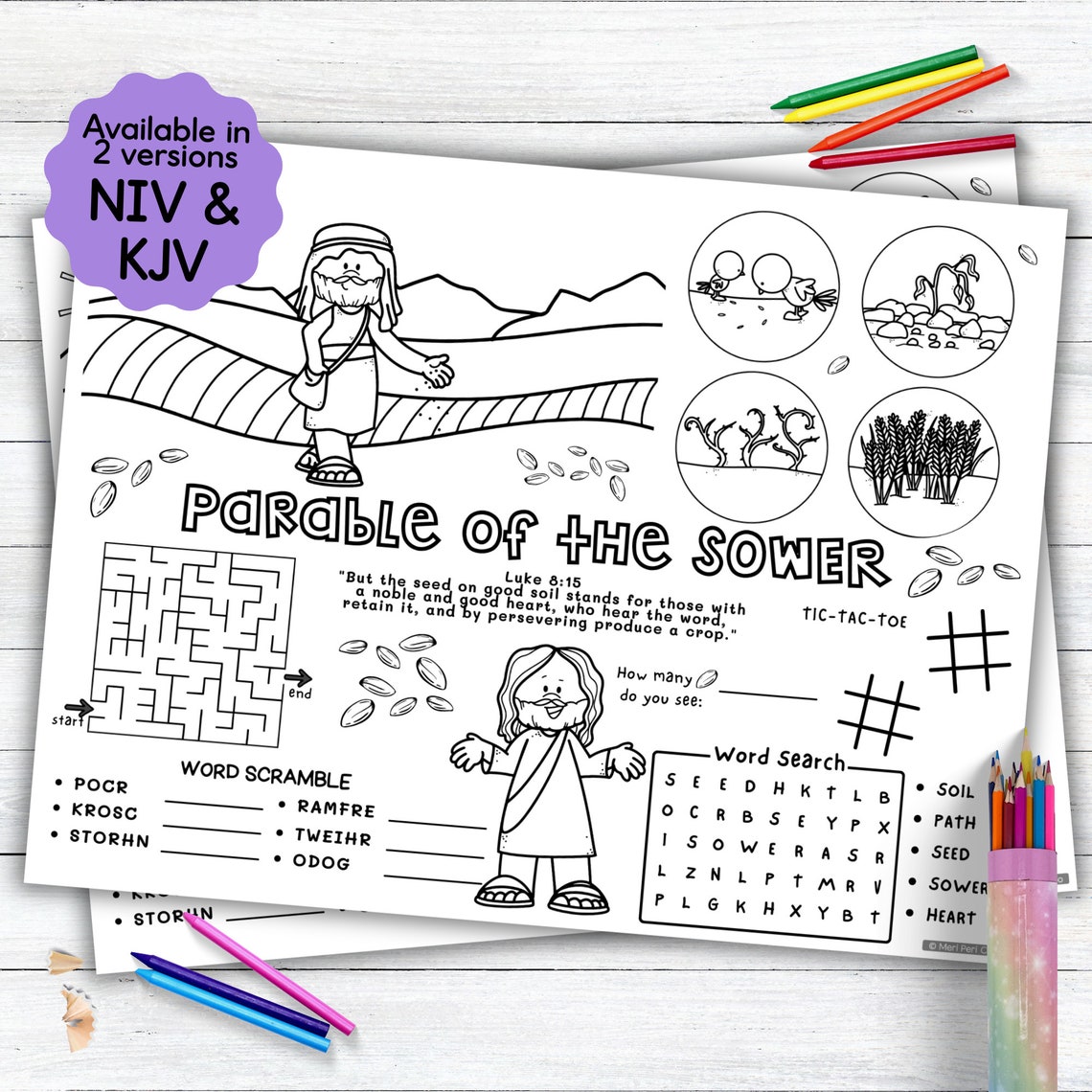 Parable of the Sower Activity Placemat, Jesus Bible Story Coloring ...