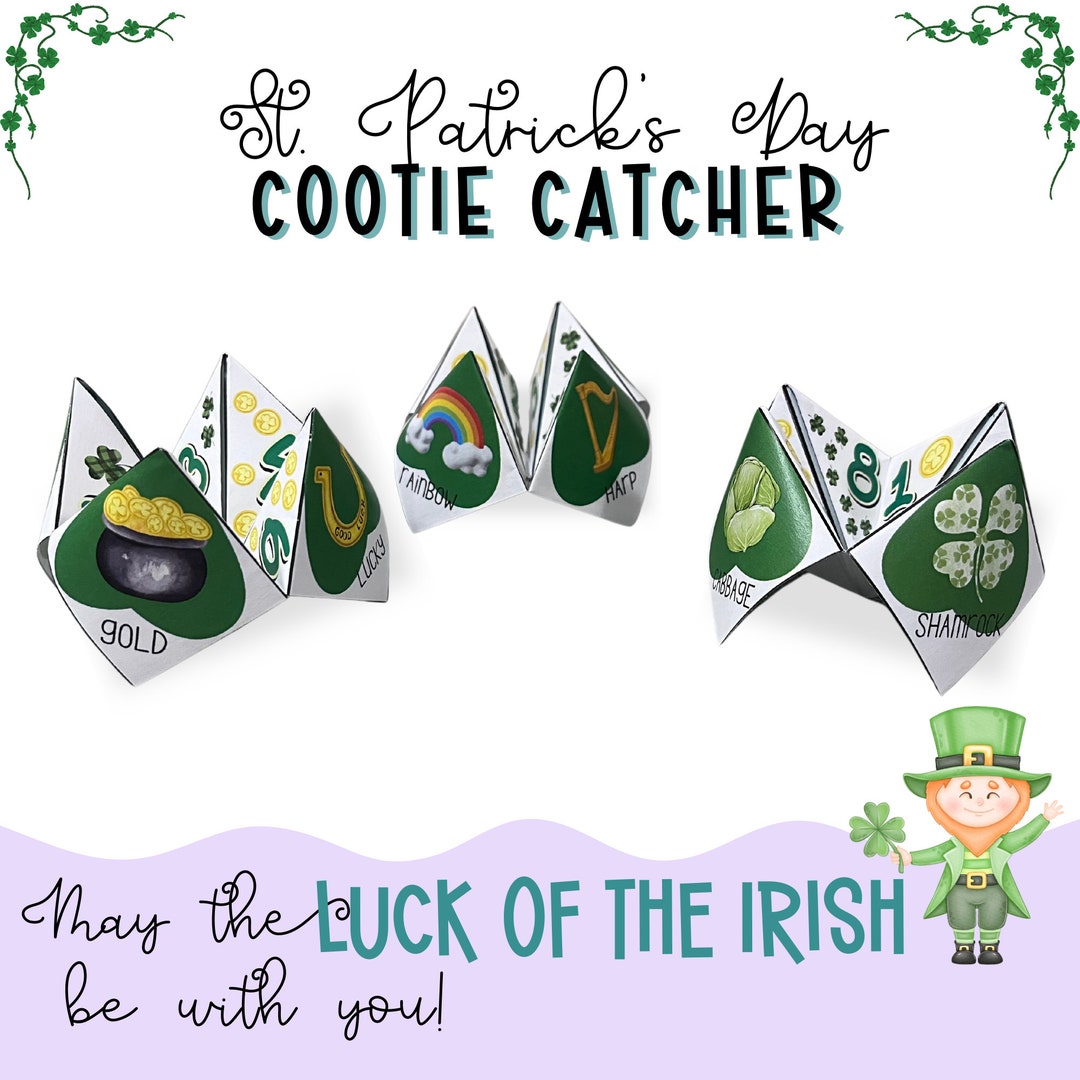St. Patrick's Day Cootie Catcher - St. Patrick's Day Paper Fortune ...