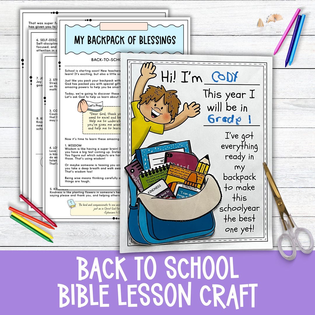 Back to School Bible Lesson Craft, Backpack of Blessings Craft Activity ...
