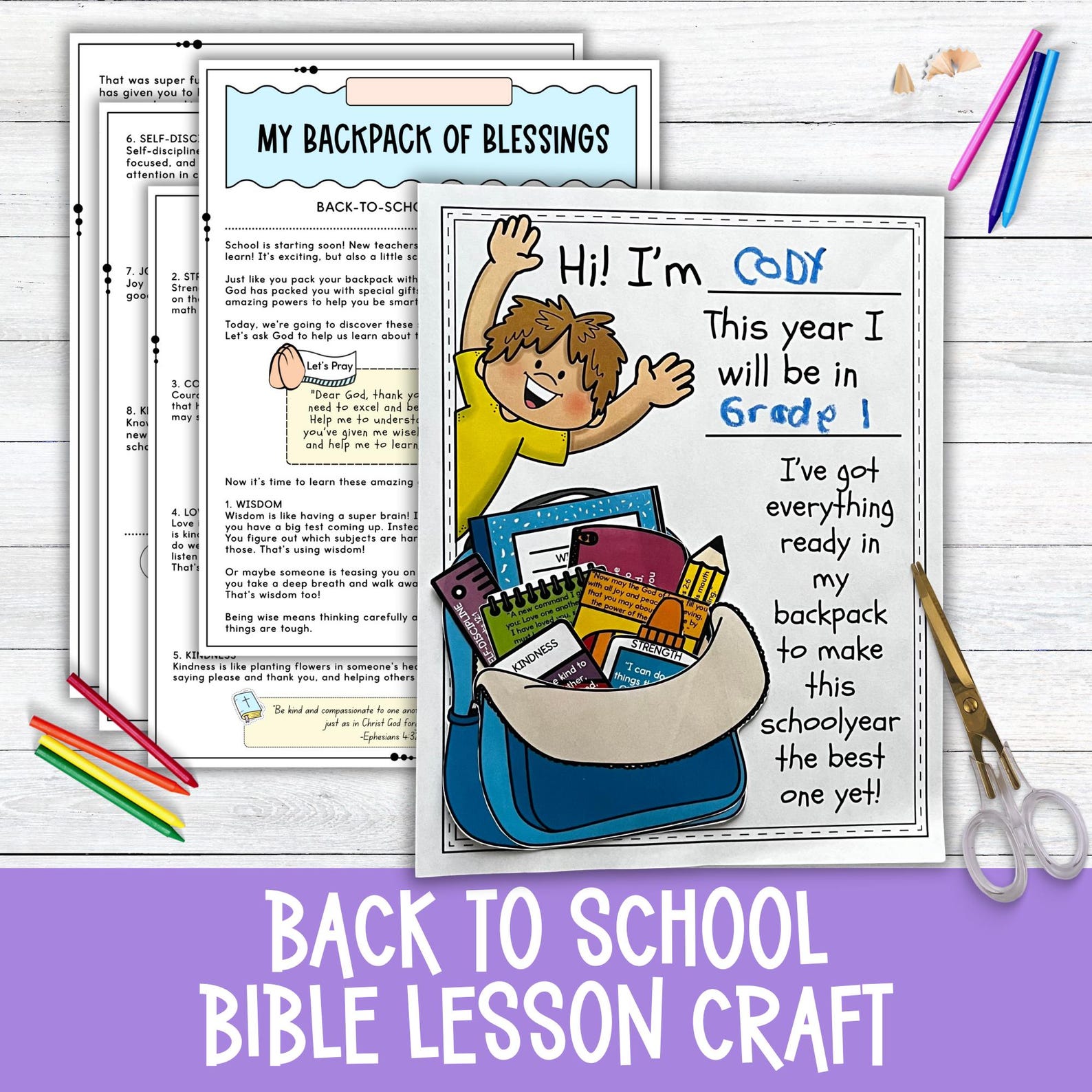 Back to School Bible Lesson Craft, Backpack of Blessings Craft Activity ...