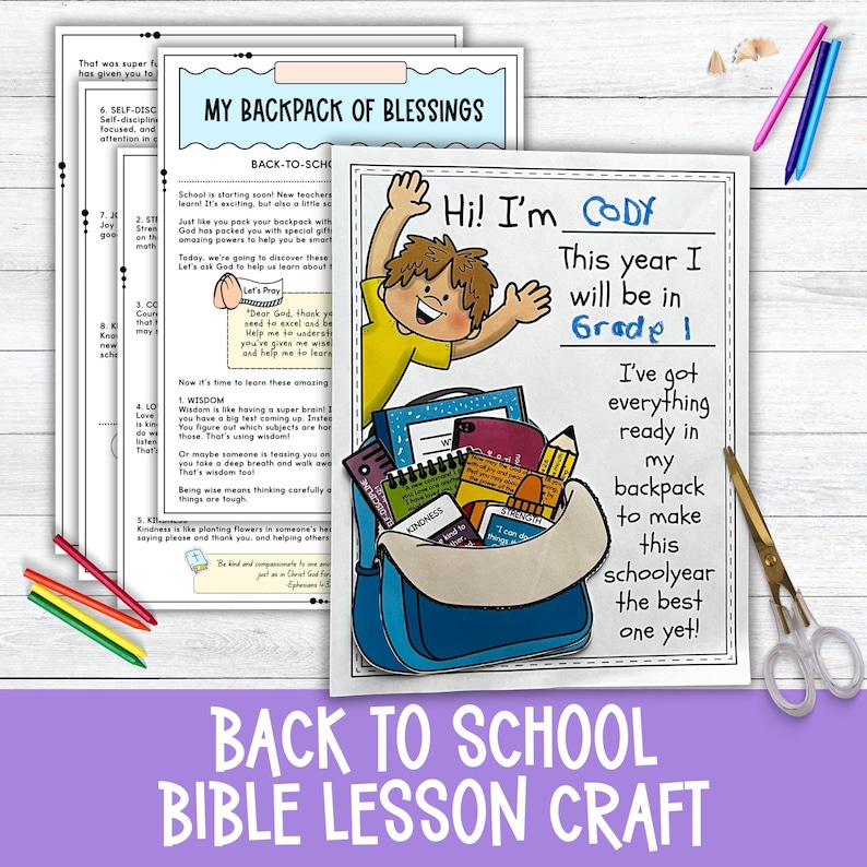 Back to School Bible Lesson Craft, Backpack of Blessings Craft Activity ...