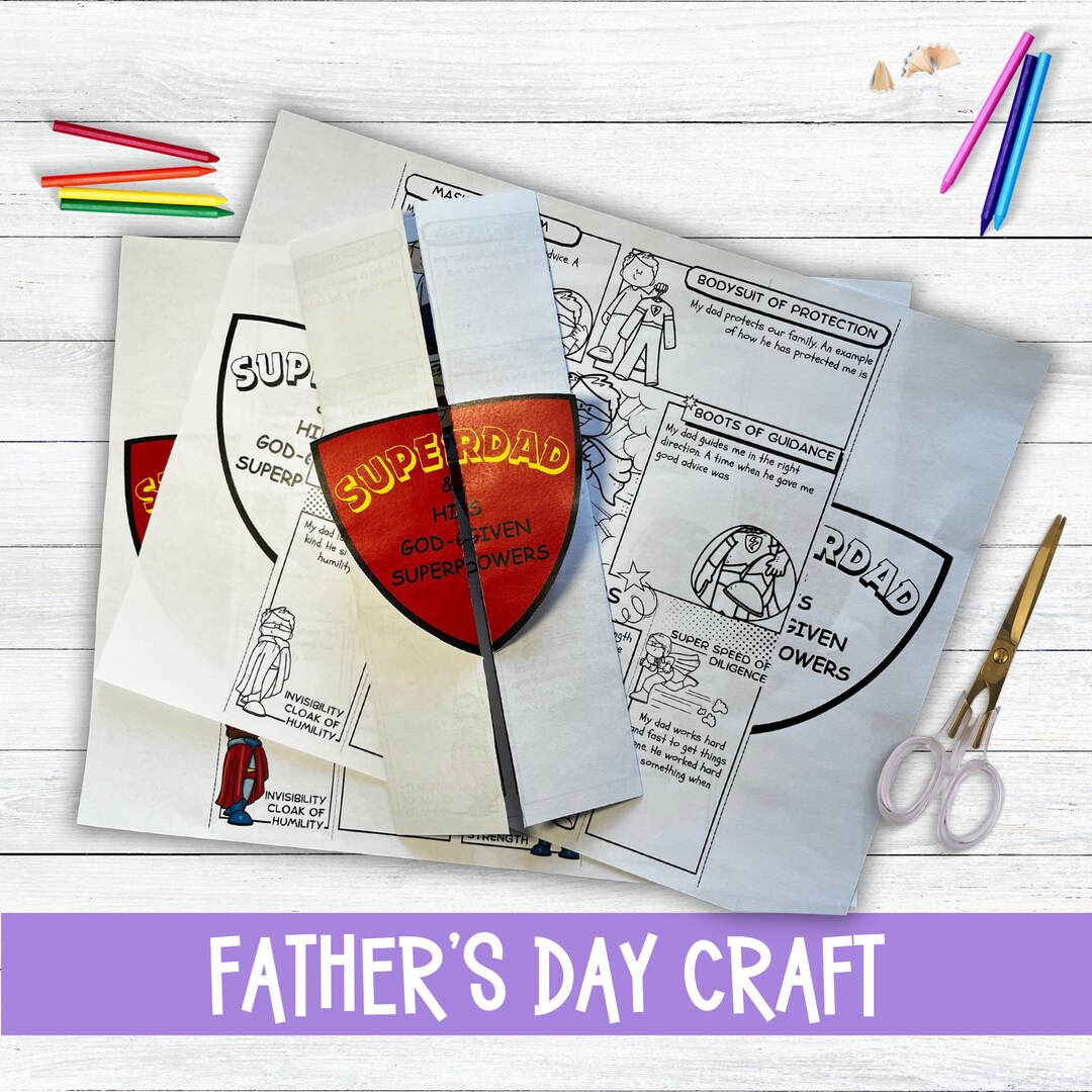 Fathers Day Bible Craft, Superhero Dad Printable Activity for Kids on ...