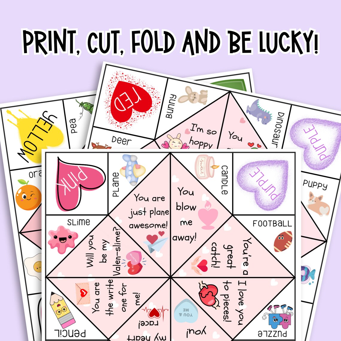Valentines Cootie Catcher Classroom Valentines Paper Fortune Teller for ...
