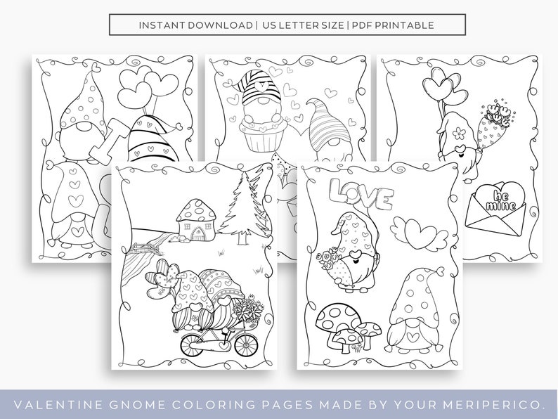 Valentine Gnome Coloring Pages - 10 Printable Valentine Gnome Coloring ...