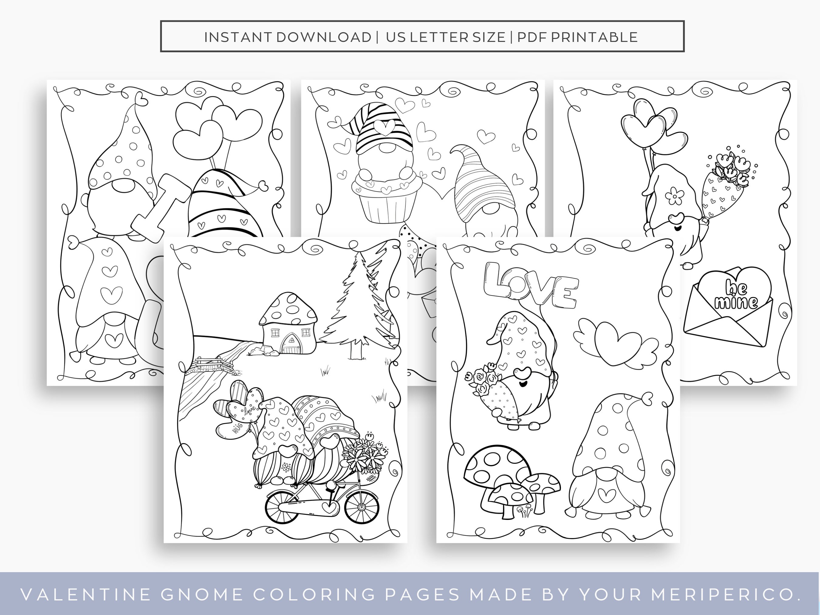 Valentine Gnome Coloring Pages 10 Printable Valentine Gnome Coloring ...