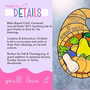 Thanksgiving Build a Cornucopia Bible Lesson Craft, My Abundant Harvest ...