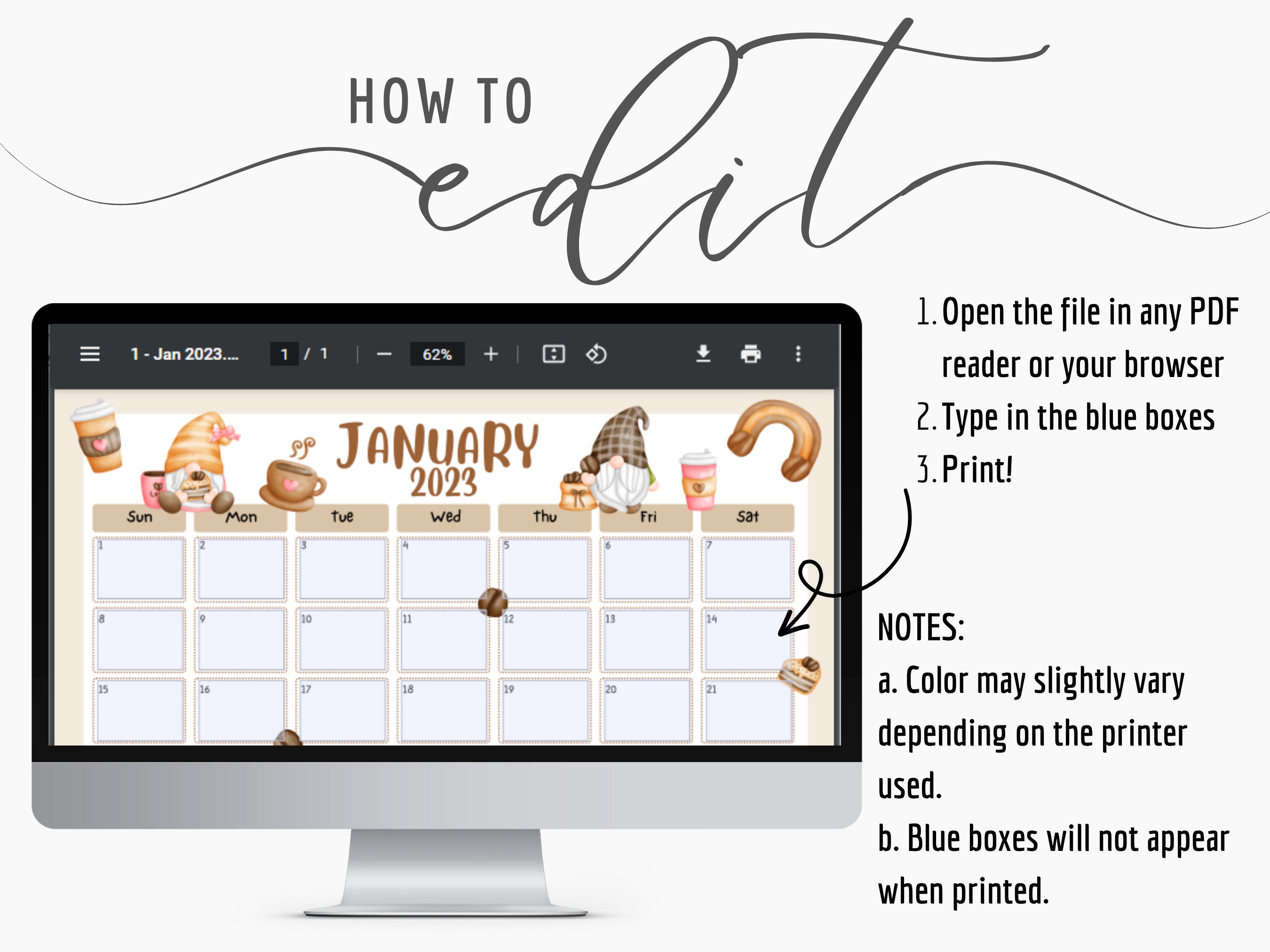 Academic Calendar 2023-2024 Gnome Calendar Editable/fillable - Etsy Canada