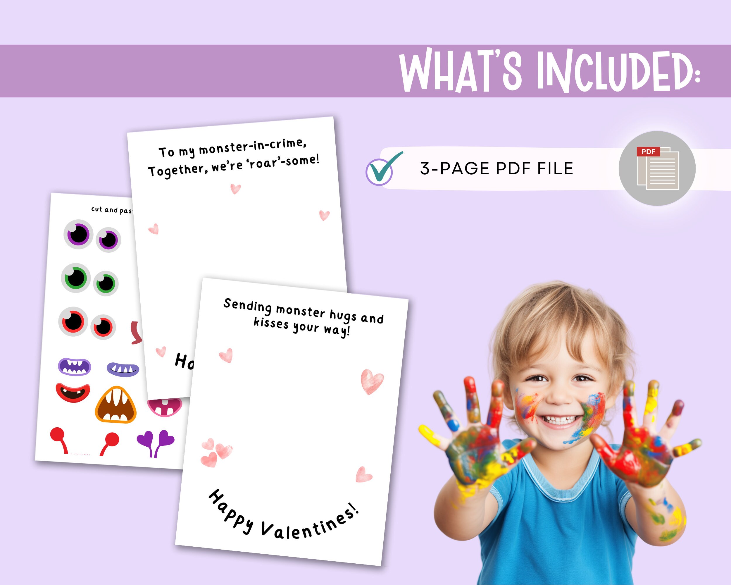 Love Monster Handprint Art Craft - Cute Valentines Watercolor Footprint ...