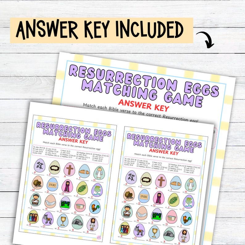 Resurrection Eggs Matching Game – Printable Easter Bible Activity for ...