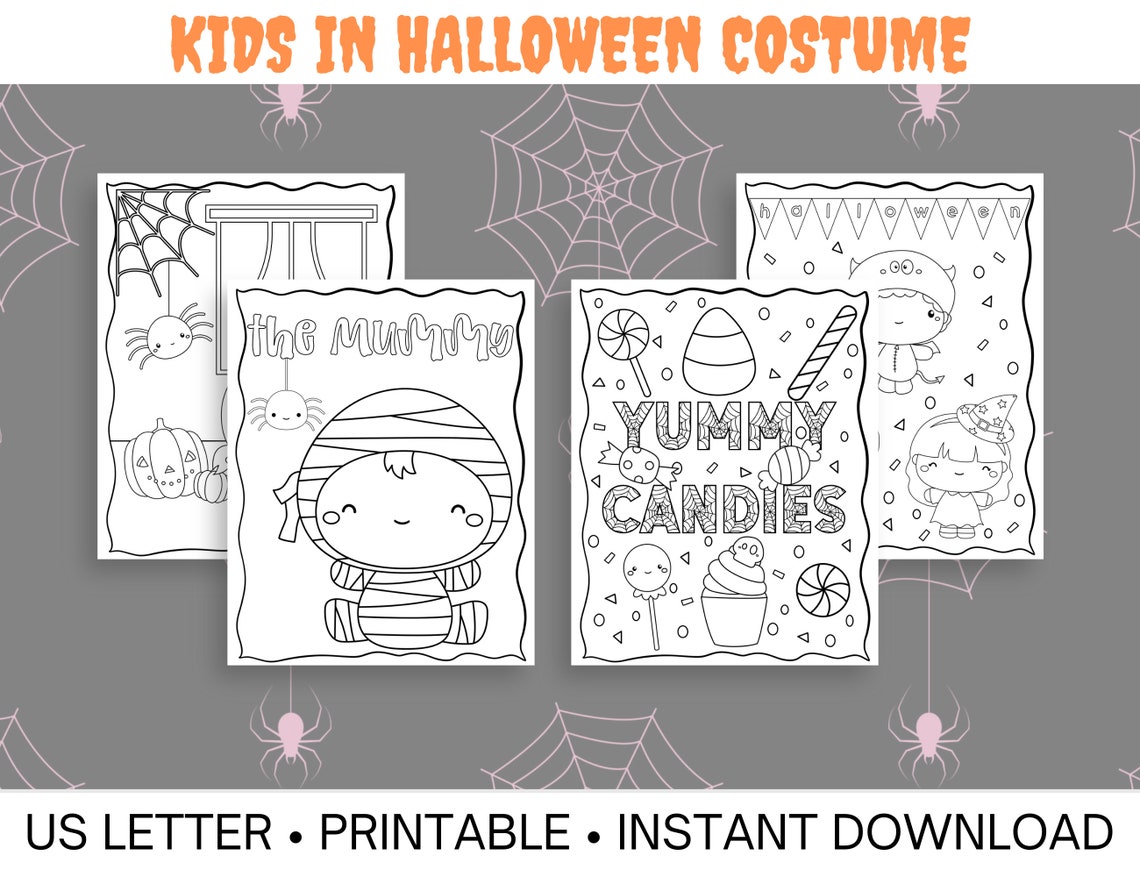 Kids in Halloween Costume Coloring Pages 16 Printable - Etsy