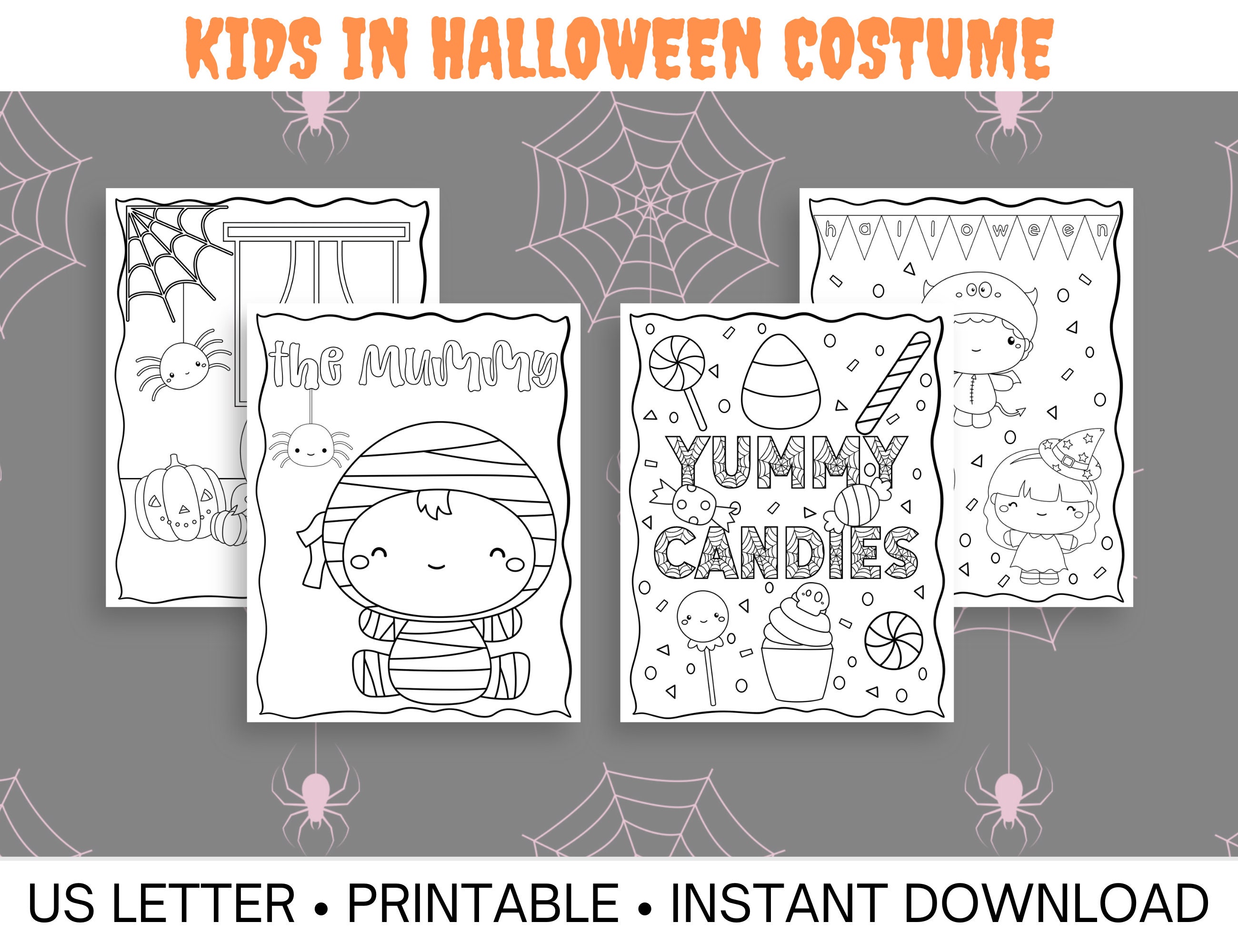 Kids in Halloween Costume Coloring Pages 16 Printable - Etsy