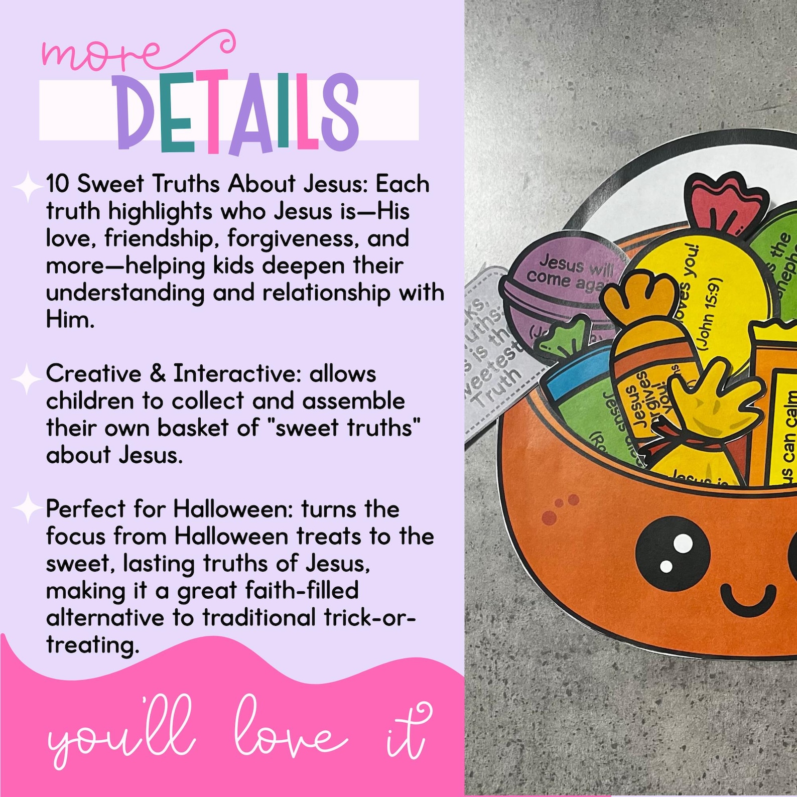 Bible Lesson Craft for Halloween, 10 Truths of Jesus as Halloween Sweet ...