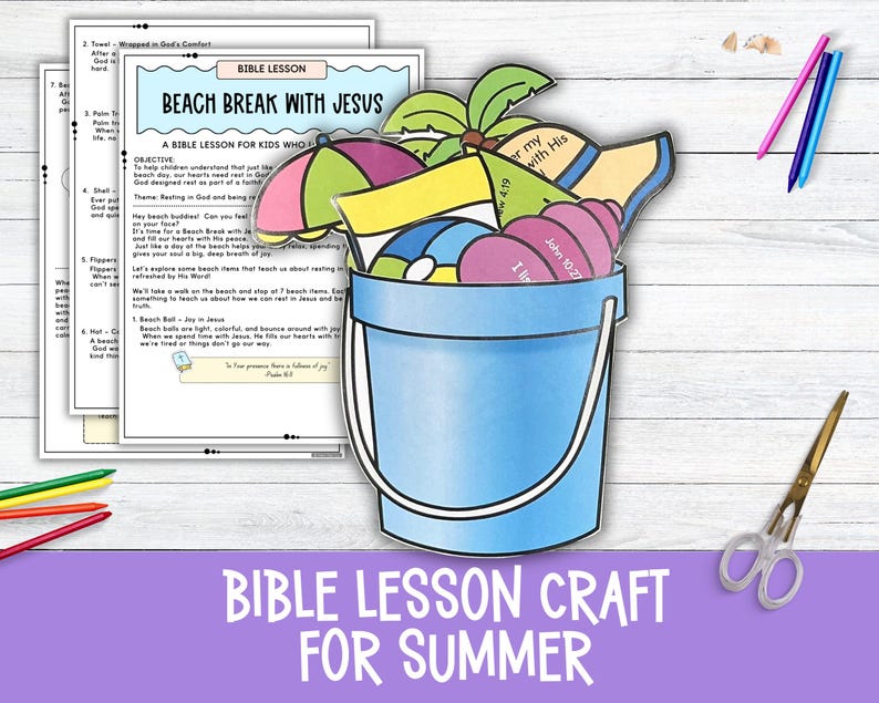 Beach-themed Bible Lesson Craft for Summer, Build a Bucket Activity for ...